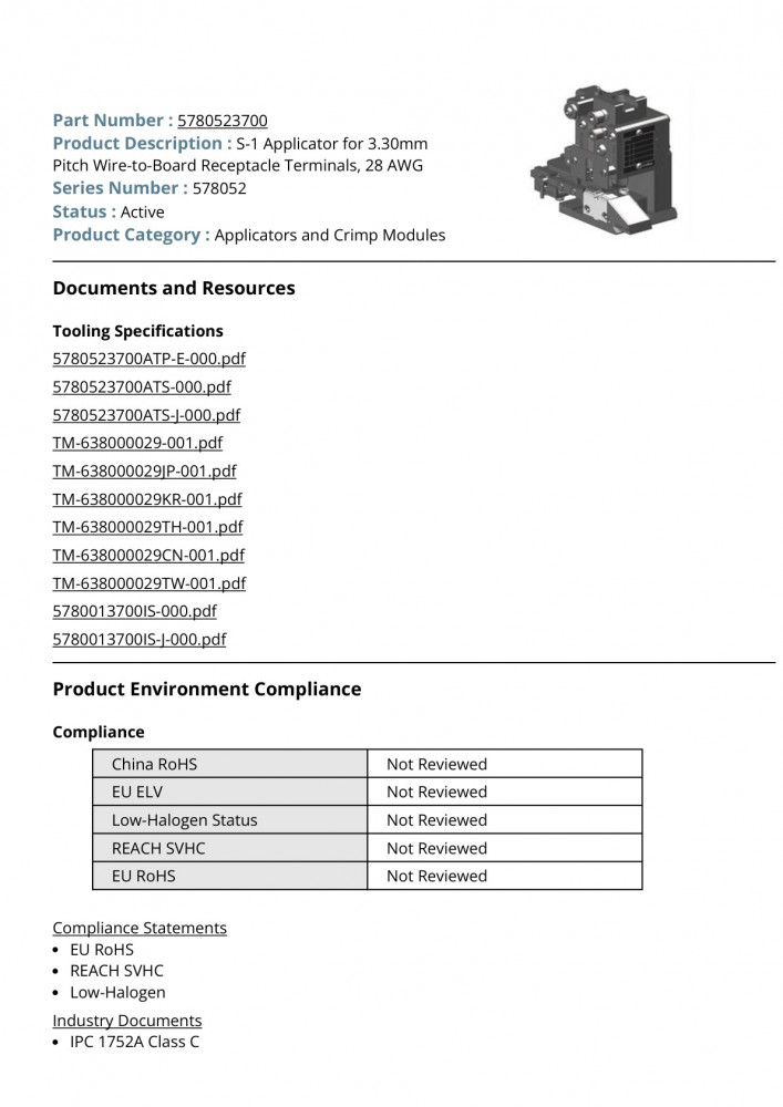 Molex tooling document preview, page 1