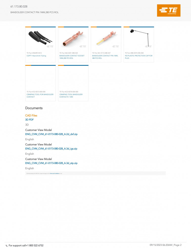 Technical document page 2 for TE Connectivity 61.173.80.028