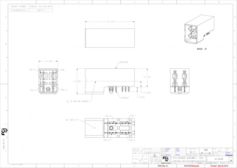 Amphenol 10124648-001LF drawing page 1
