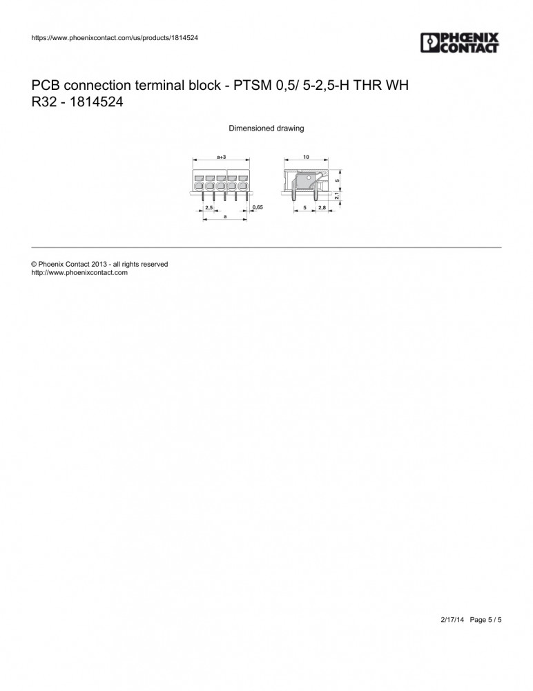 Phoenix Contact 1814524 dimensioned drawing