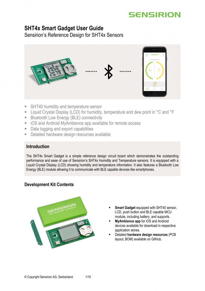 SHT4x Smart Gadget document page 1