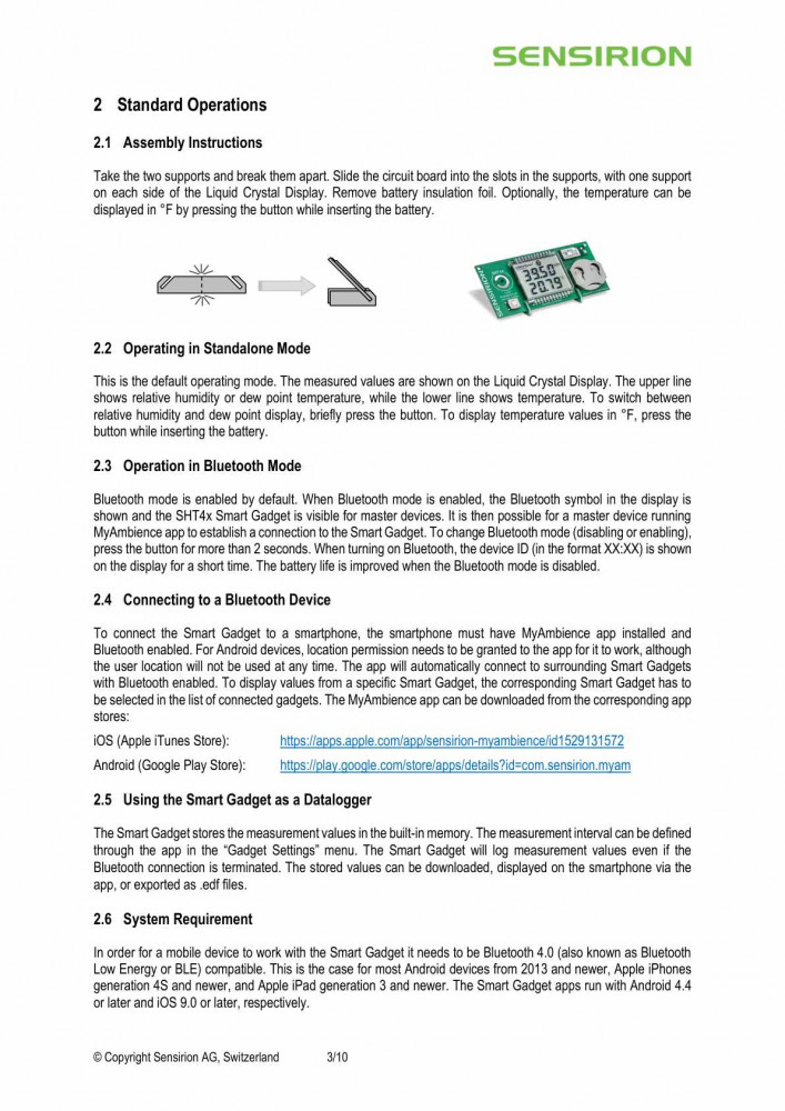 SHT4x Smart Gadget document page 3