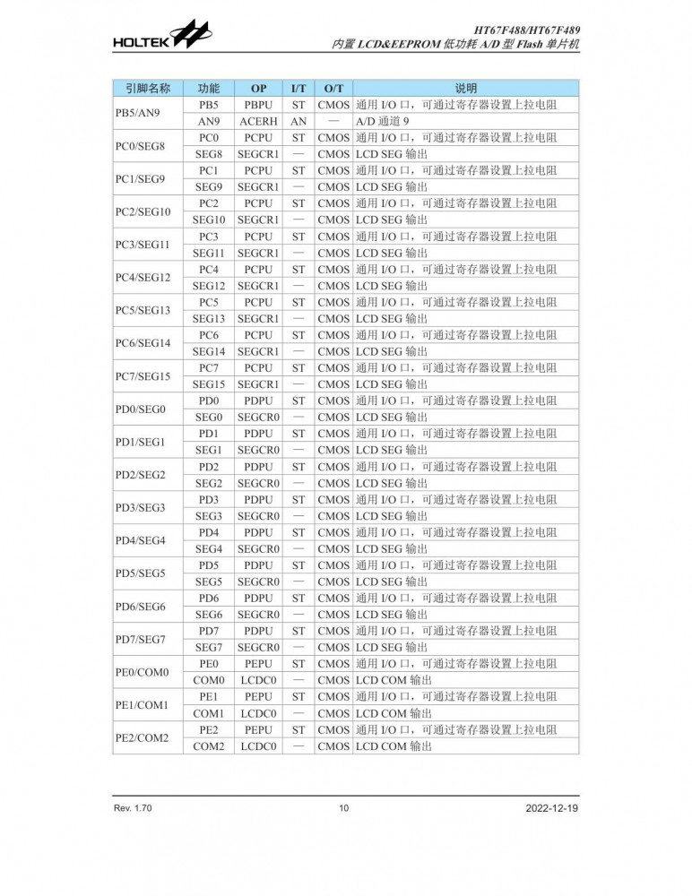 HT67F489 datasheet page 10