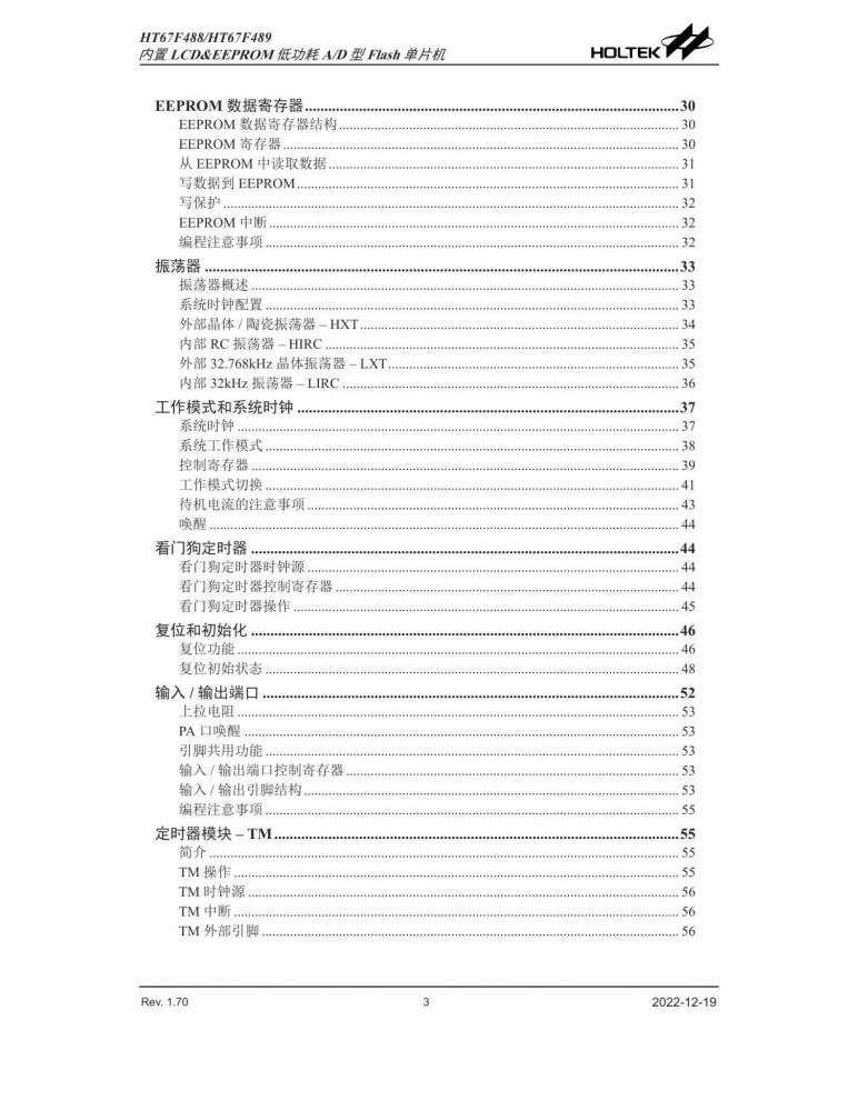 HT67F489 datasheet page 3