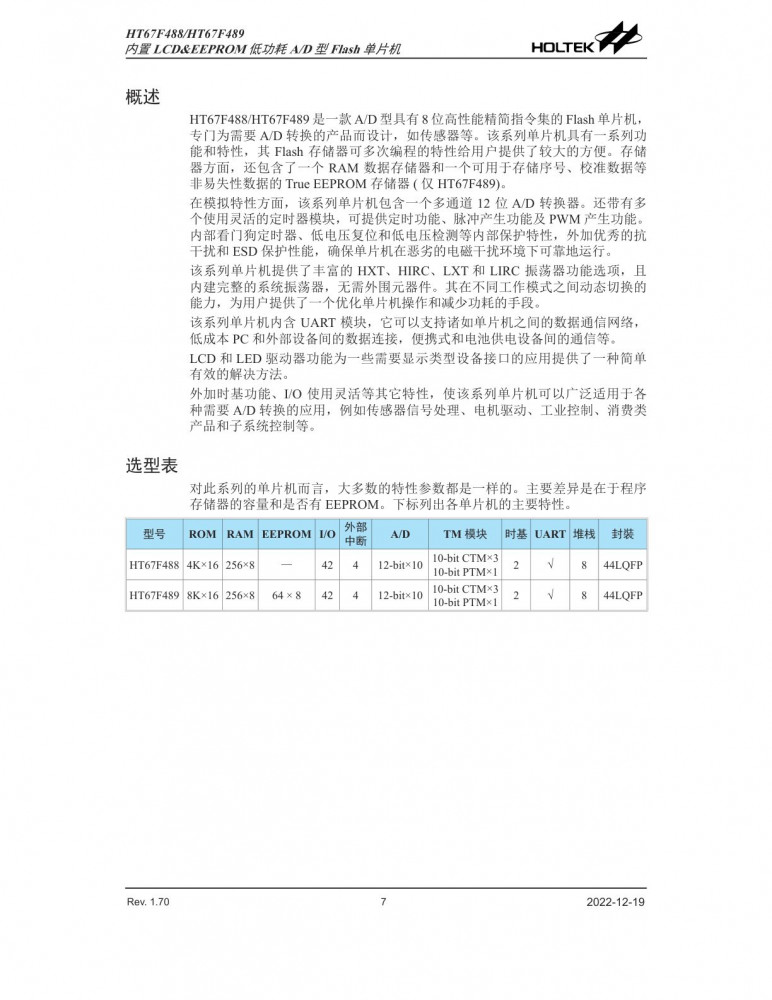 HT67F489 datasheet page 7