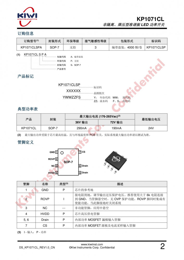 KP1071CLSPA datasheet page 2