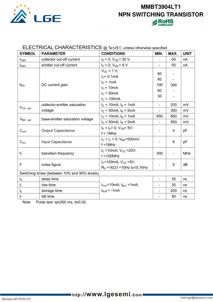 MMBT3904LT1 datasheet page 2