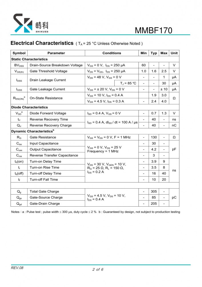 MMBF170 datasheet page 2