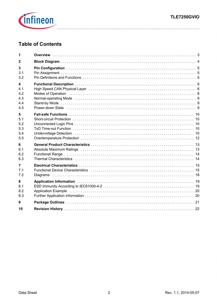 TLE7250GVIO datasheet page 2