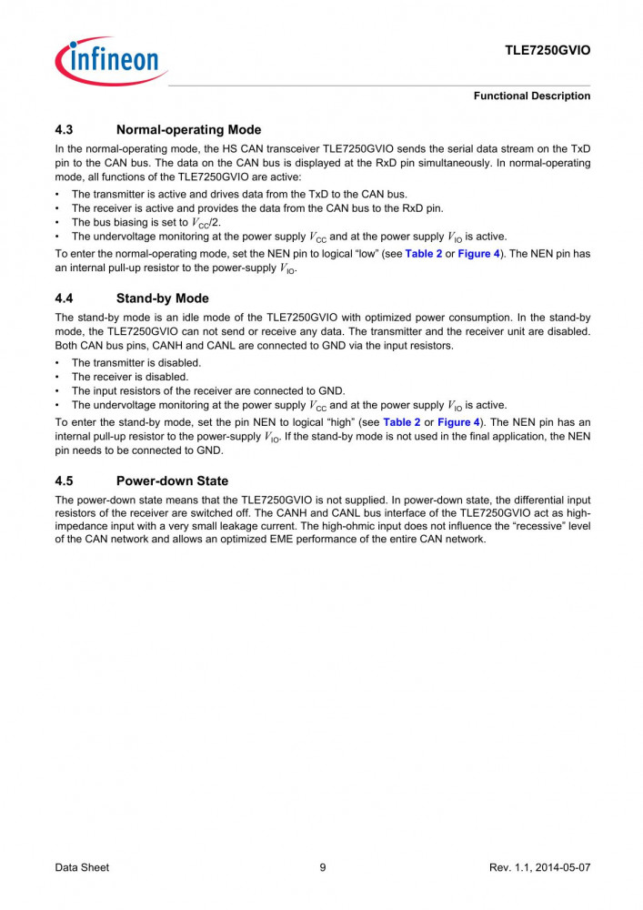TLE7250GVIO datasheet page 9