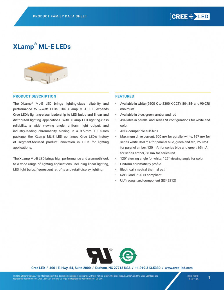 XLamp ML-E datasheet page 1
