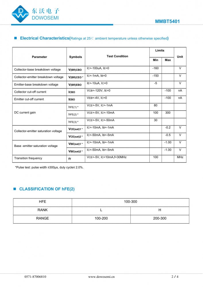 MMBT5401 datasheet page 2