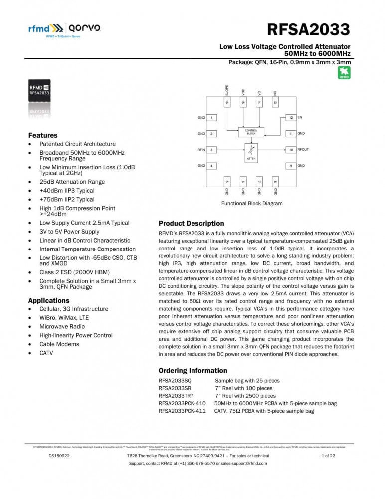 RFSA2033TR7 technical document page 1