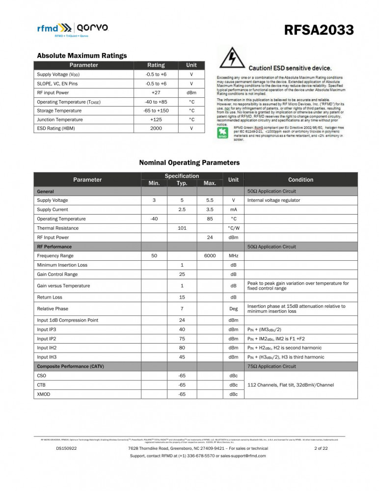 RFSA2033TR7 technical document page 2