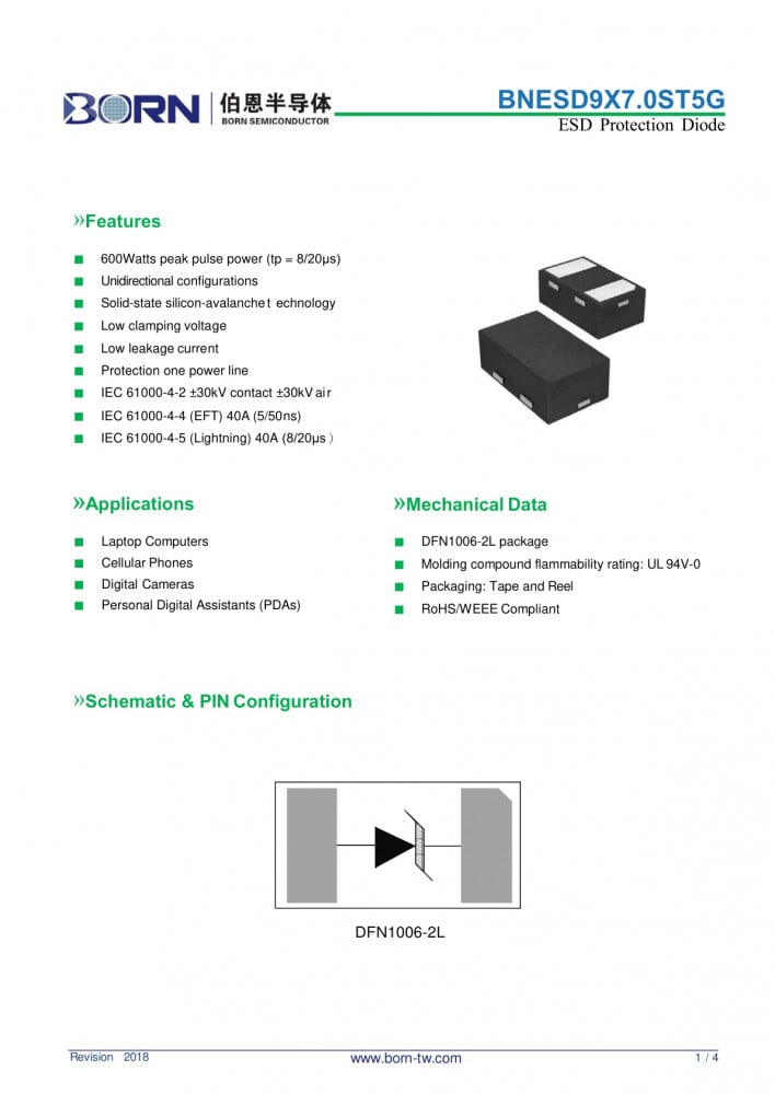 BNESD9X7.0ST5G datasheet page 1