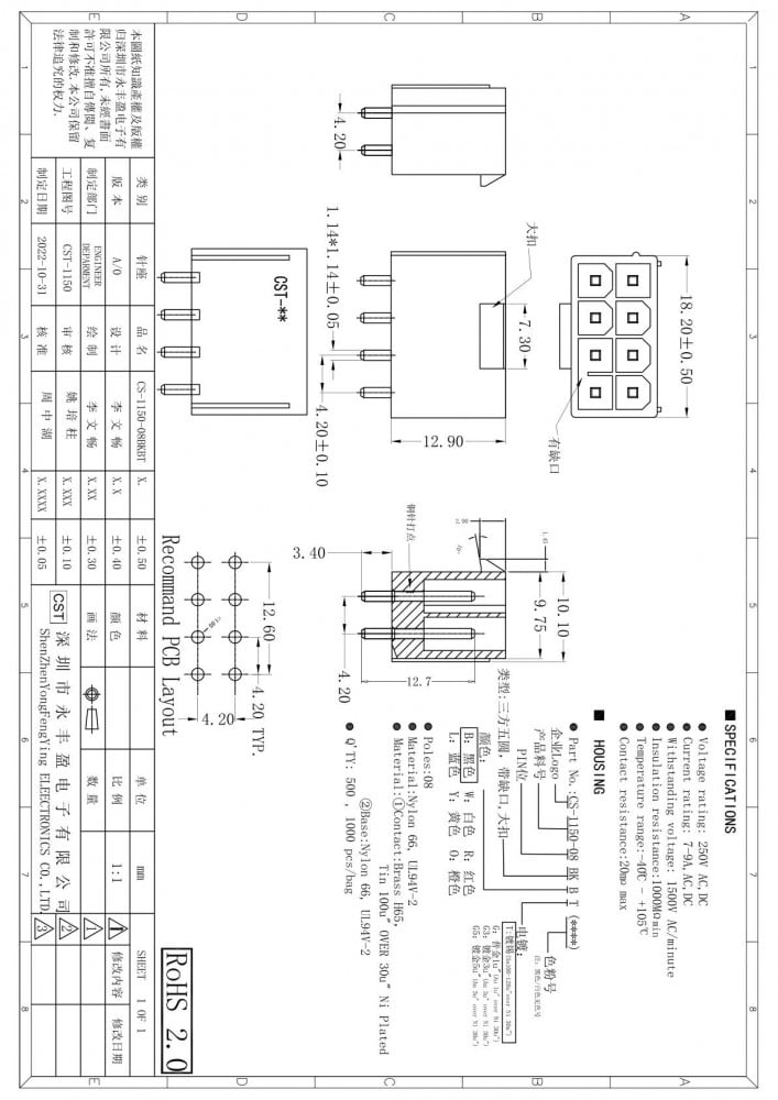 CST CS-1150-08BKBT technical document preview