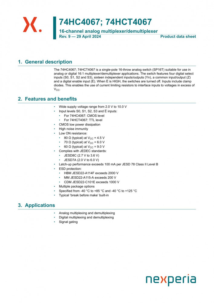 74HC4067 datasheet page 1