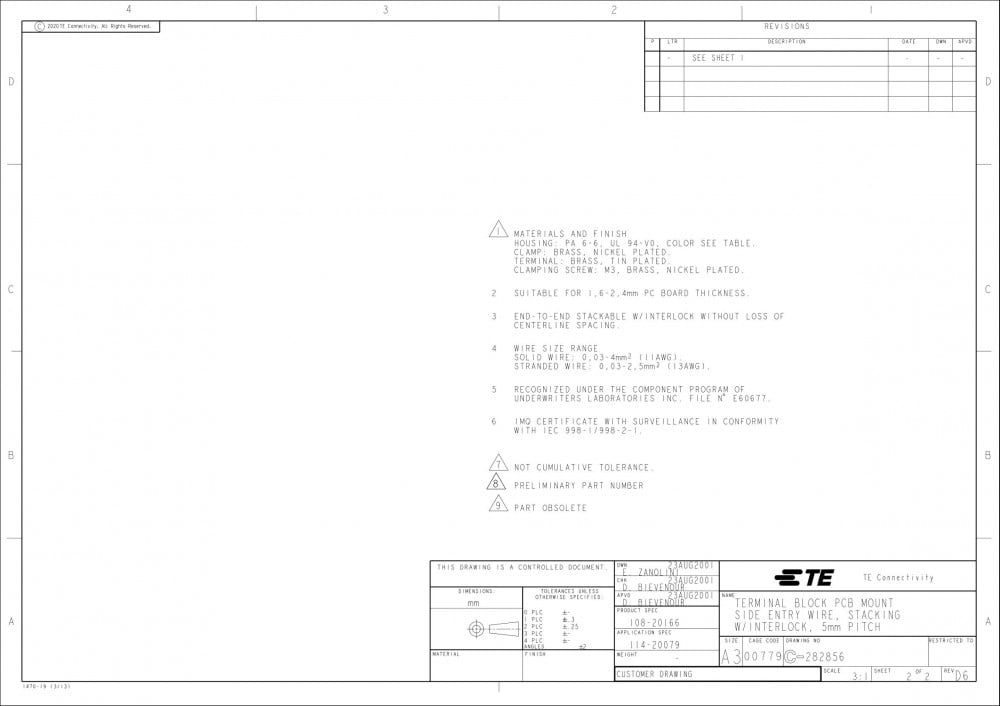 TE Connectivity 1-282856-4 controlled drawing page 2
