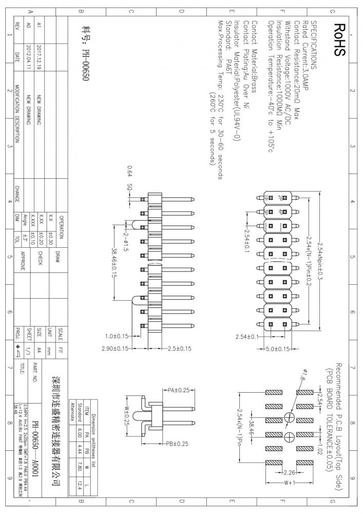 PH-00650 technical drawing