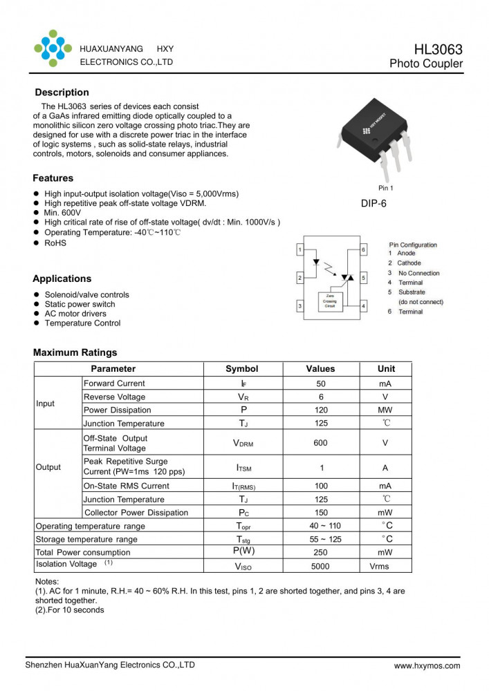 HL3063 datasheet page 1