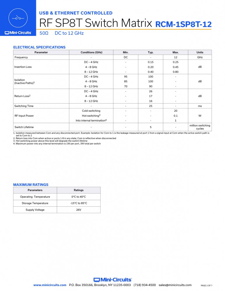 RCM-1SP8T-12 datasheet page 2