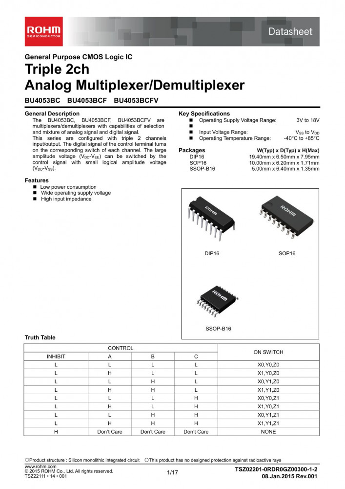 BU4053BCF-E2 datasheet page 1