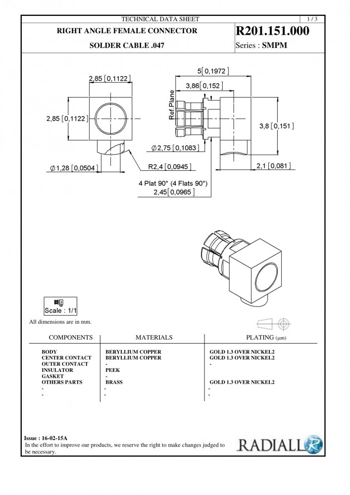 Radiall R201151000 product documentation, page 1
