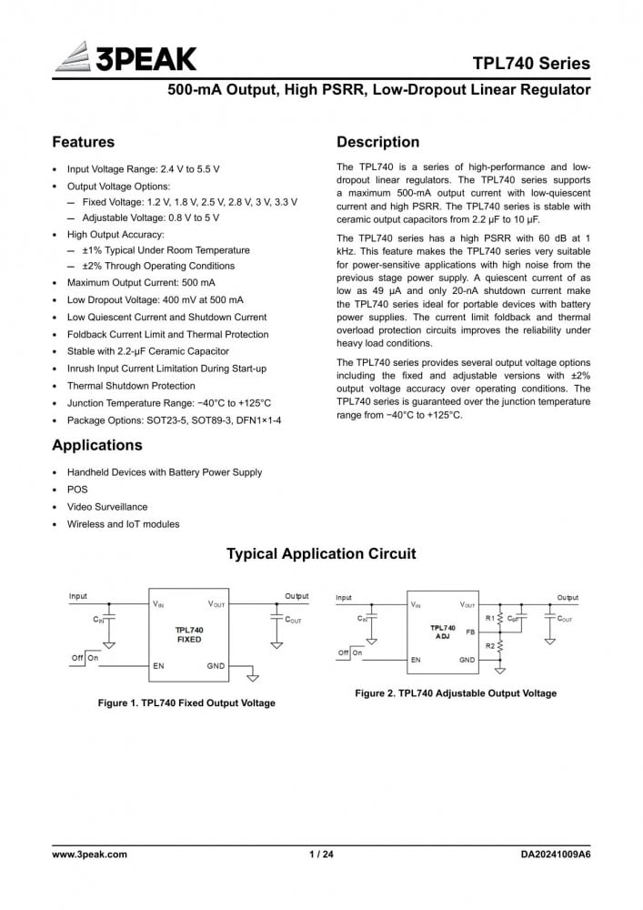 TPL740 datasheet page 1