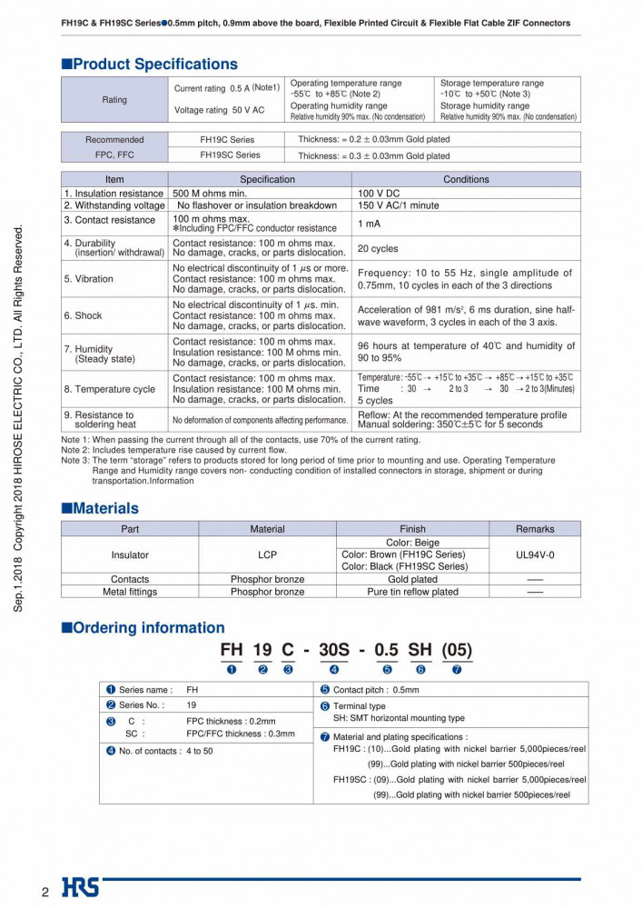 HRS FH19C datasheet page 2