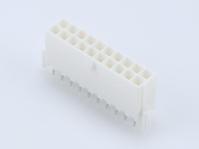 Mini-Fit Jr. Vertical Header, 4.20mm Pitch, Dual Row, 20 Circuits, with Snap-in Plastic Peg PCB Lock, Gold, Natural for sale