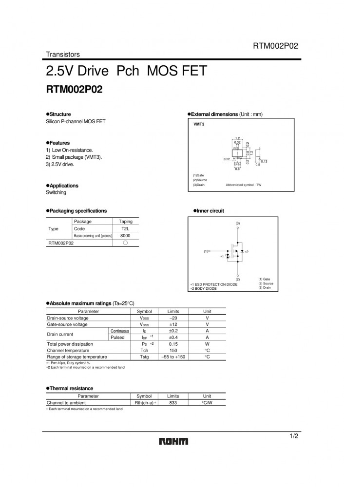 RTM002P02T2L technical document page 1