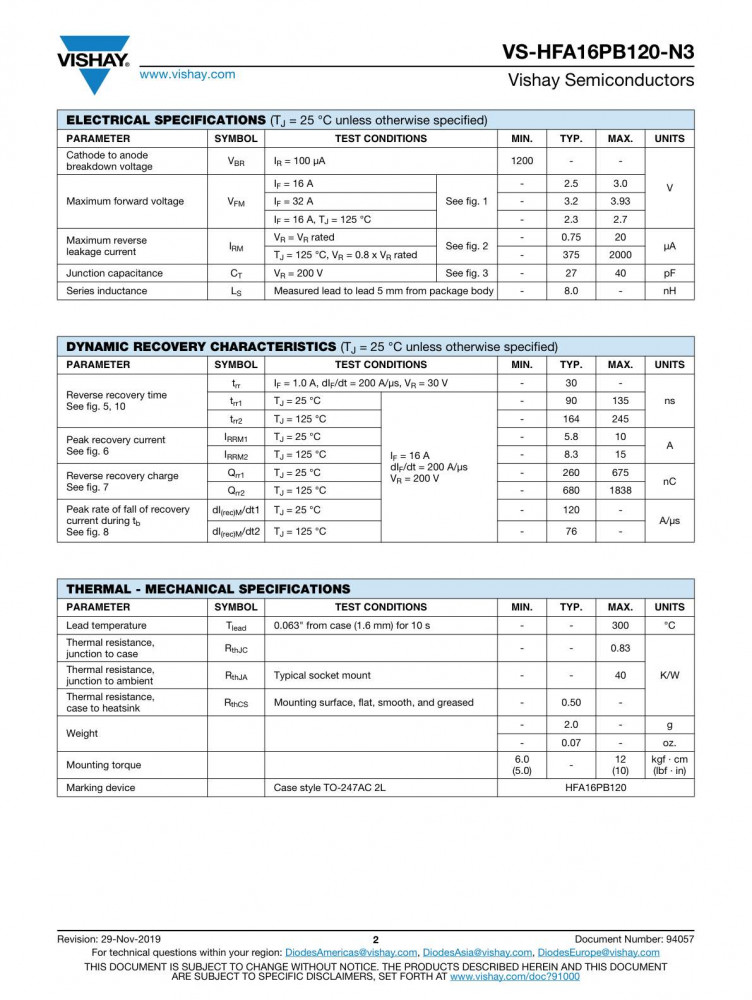 VS-HFA16PB120-N3 datasheet page 2