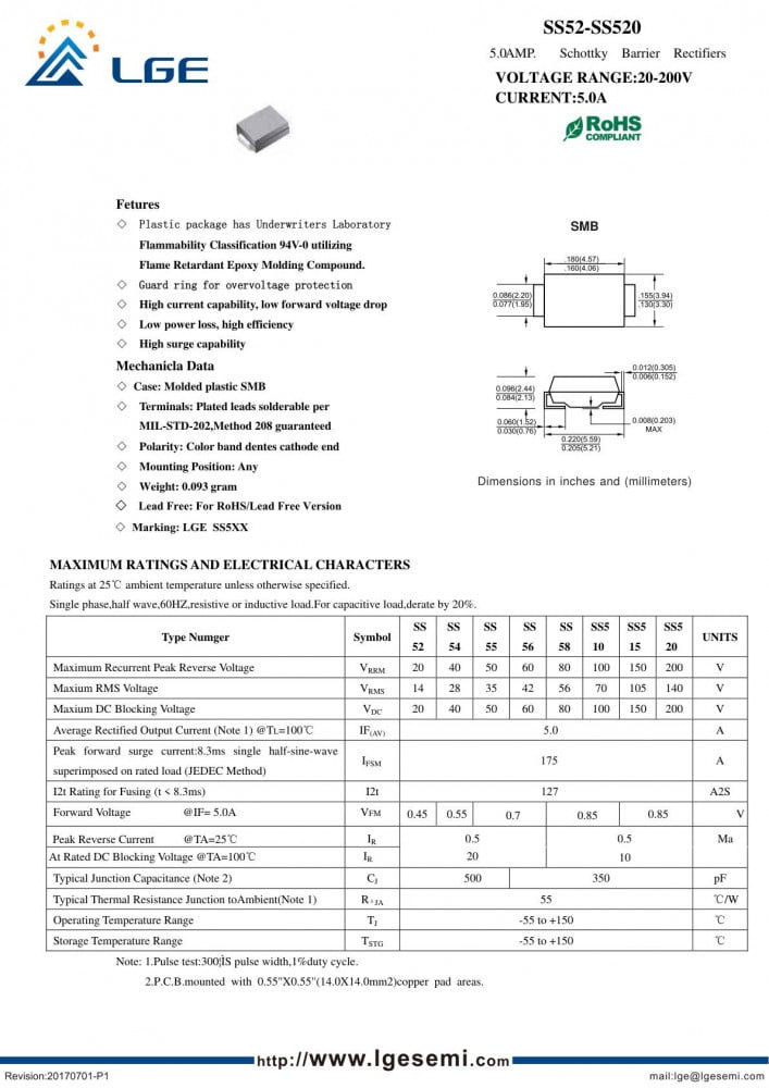 LGE SS56 datasheet page 1