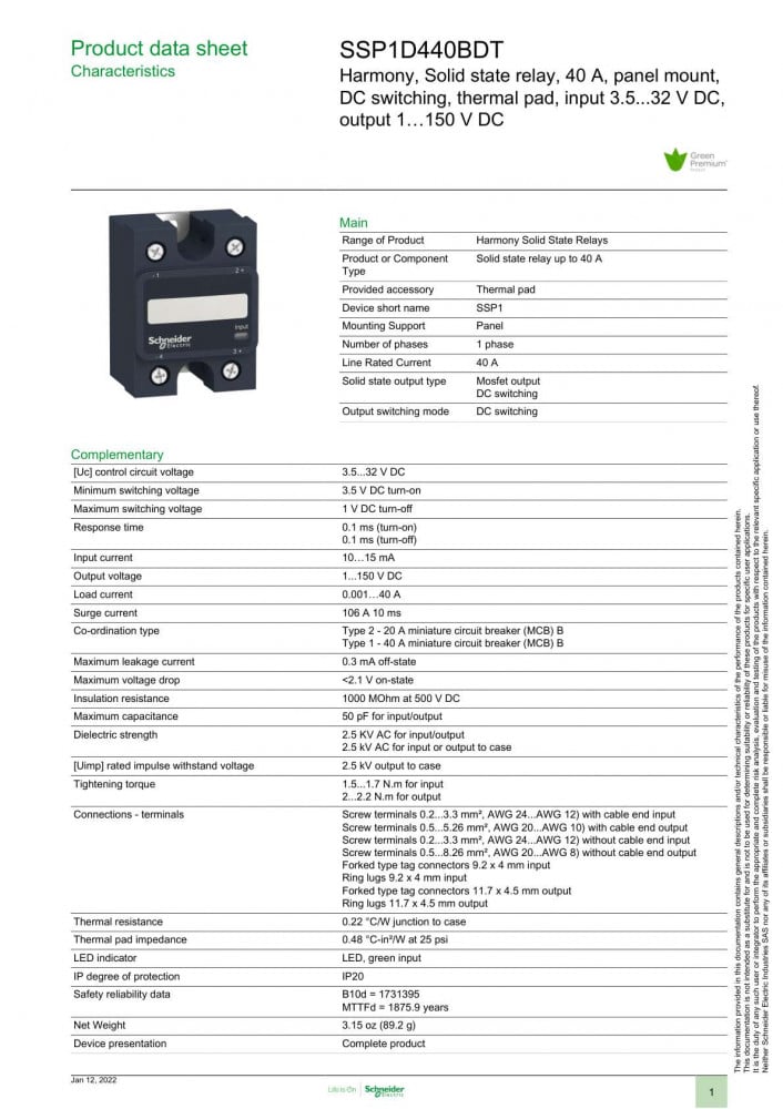 SSP1D440BDT technical document page 1
