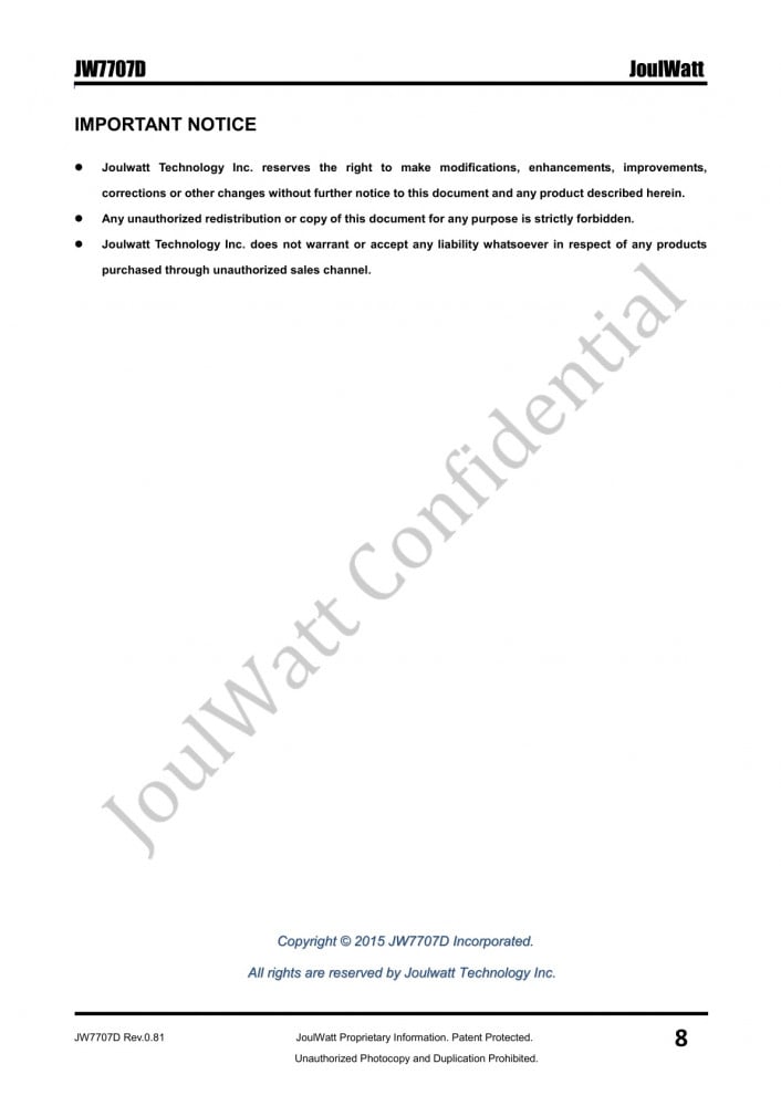 JW7707D datasheet page 8