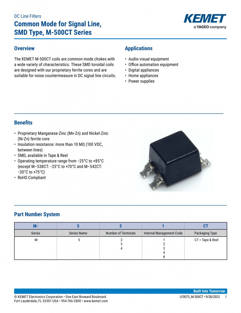 KEMET M-521CT datasheet page 1