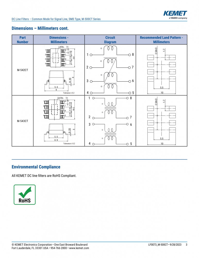 KEMET M-521CT datasheet page 3