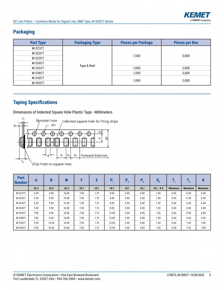 KEMET M-521CT datasheet page 5
