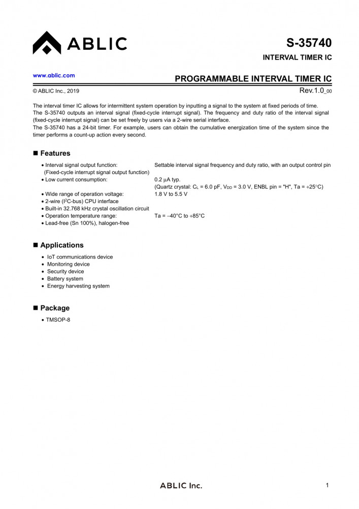 S-35740 datasheet page 1