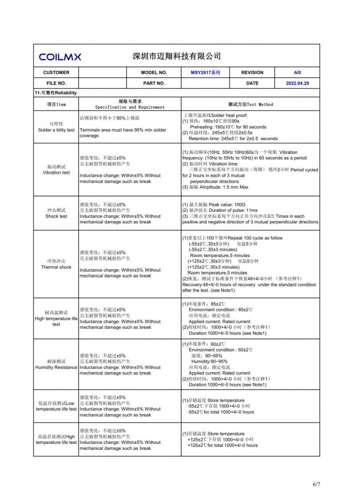 COILMX MSY2617 specification page 6