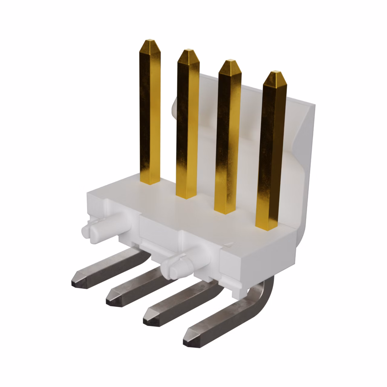 KK 396 Solid Right-Angle Header, Friction Lock, with Snap-in Plastic Peg  PCB Lock, 4 Circuits, 0.38µm Gold (Au) Selective Plating for sale