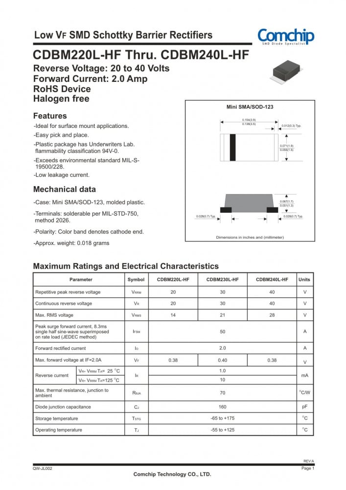 CDBM240L-HF datasheet page 1