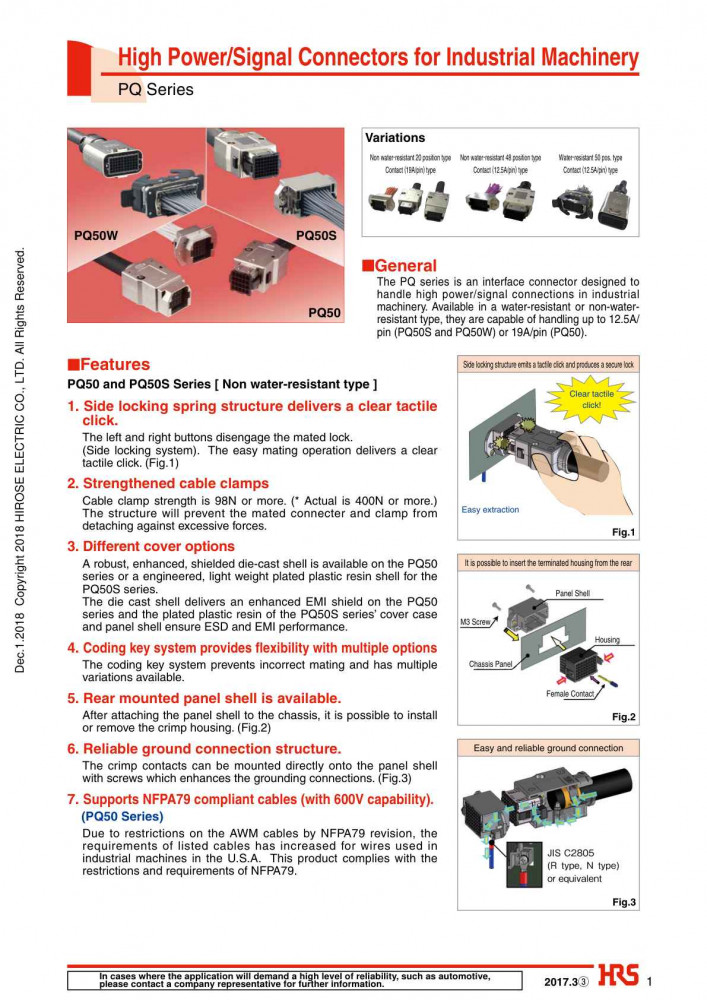 HRS PQ series datasheet page 1