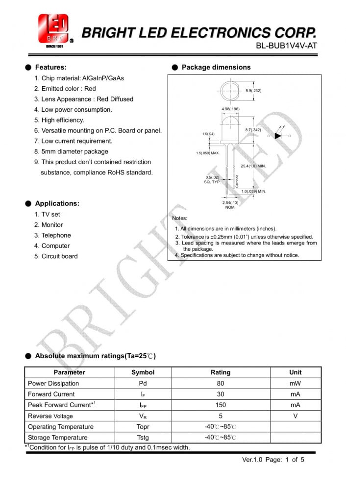BL-BUB1V4V-AT datasheet page 2