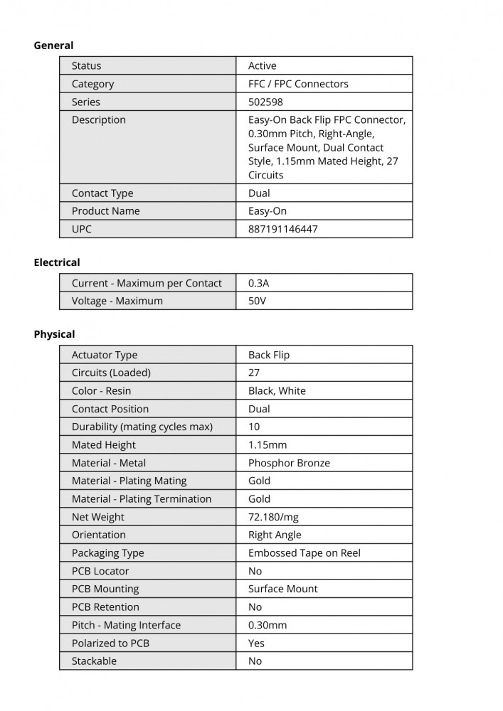 Technical document image 2 for Molex 5025982793