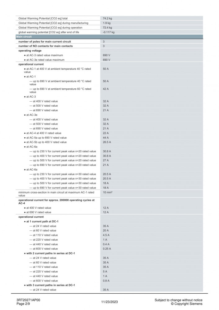 3RT60271AP20 technical document page 2