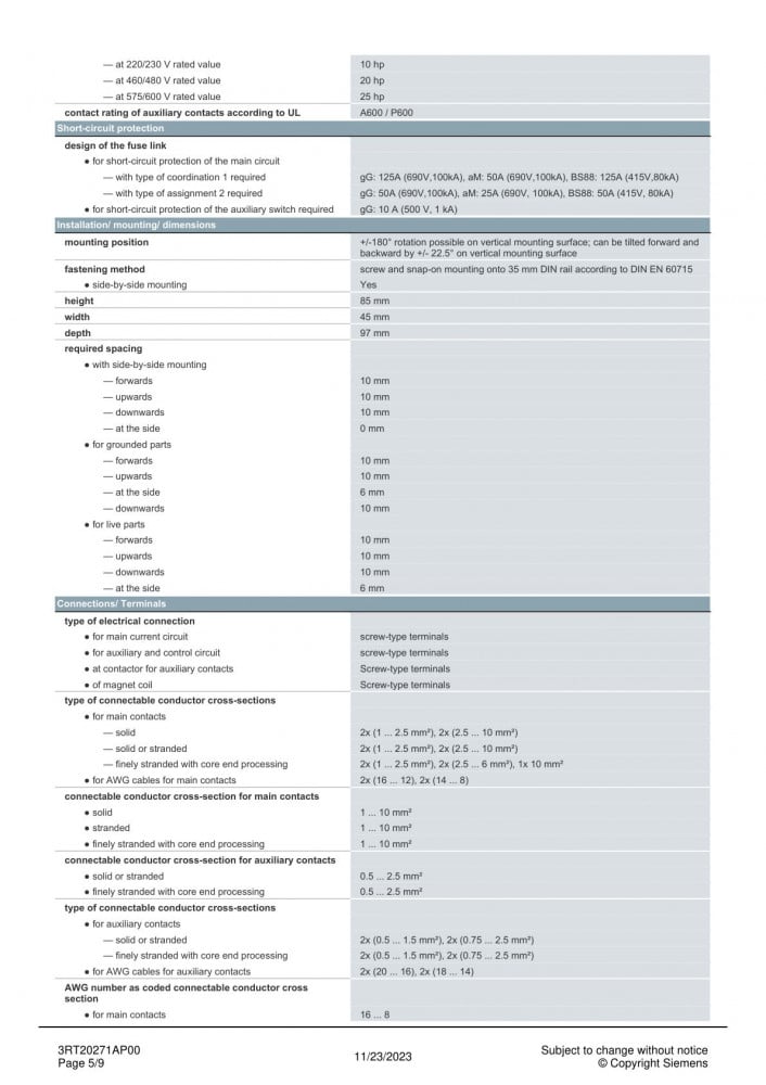 3RT60271AP20 technical document page 5