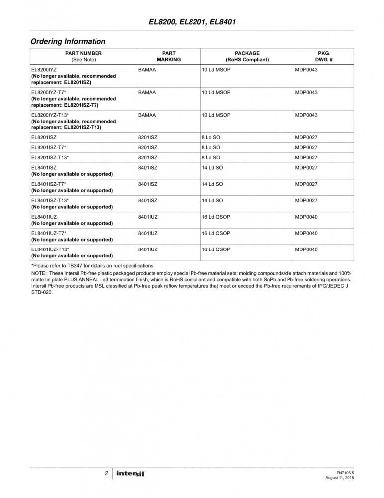 EL8200IYZ datasheet page 2