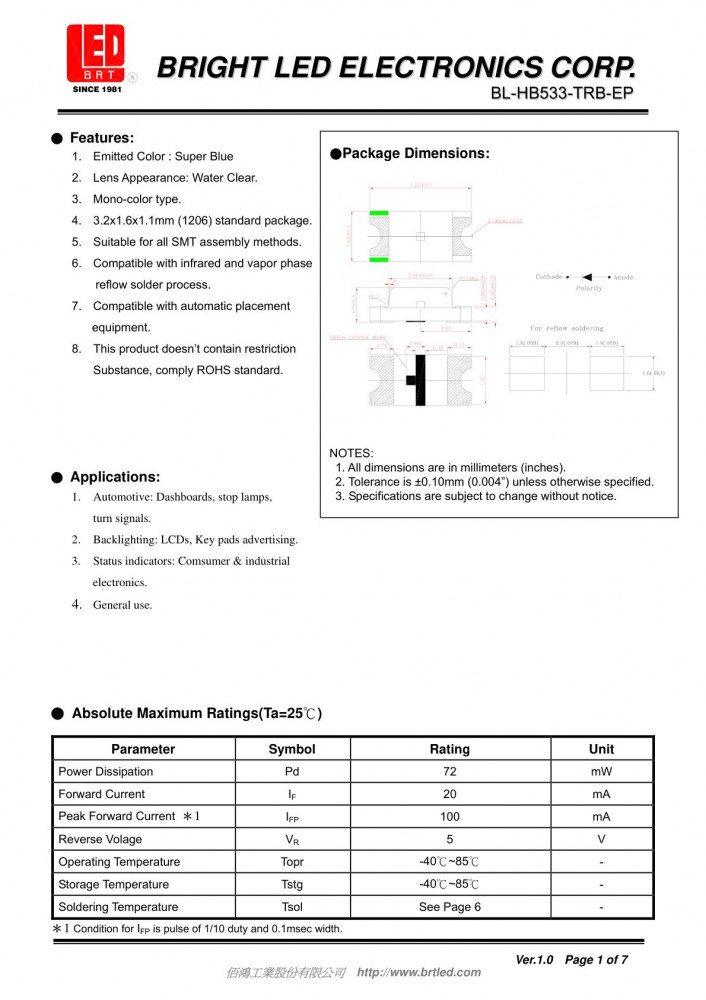 BL-HB533-TRB-EP datasheet page 2