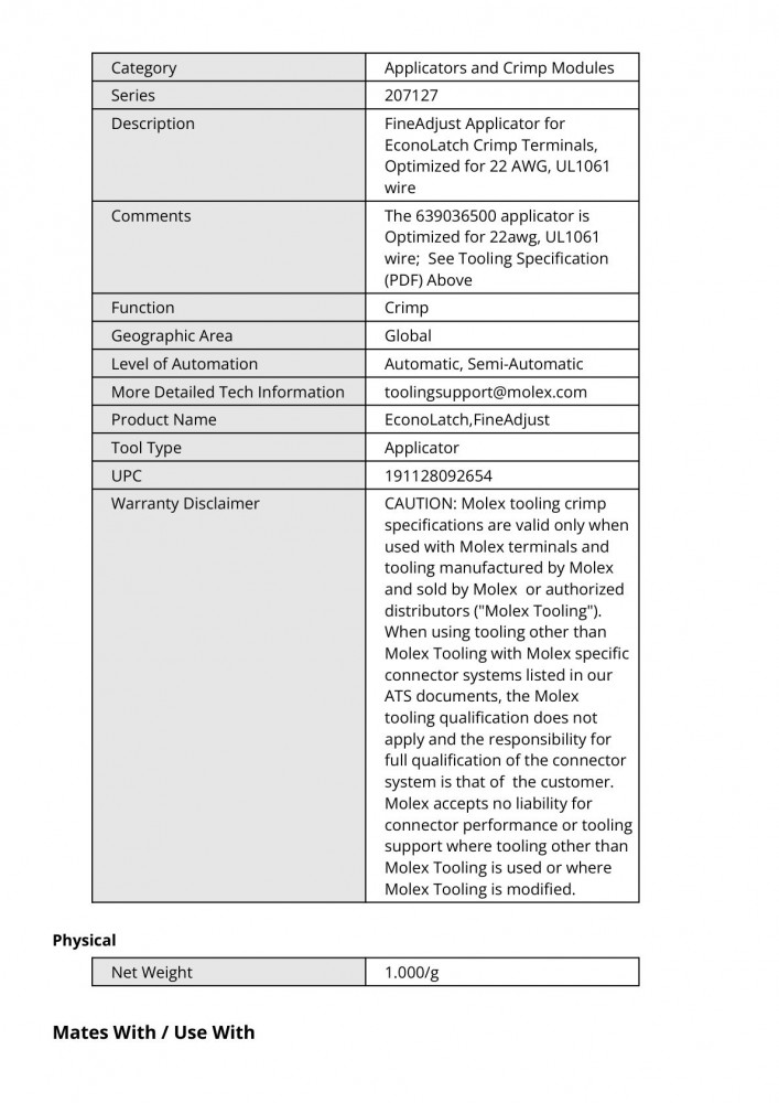 MOLEX 639036500 technical document page 2